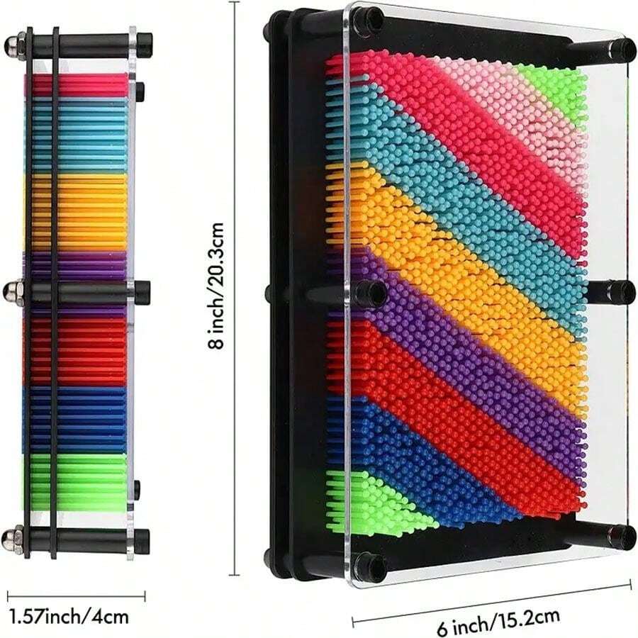 3D Pin Art Board Toy Sensory Rainbow Handprint Variable Needle Painting ...
