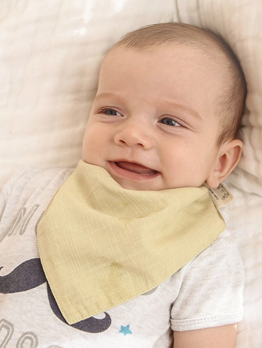 1pc Soft Triangle Bib With Snap Closure For Baby Feeding & Drooling ...
