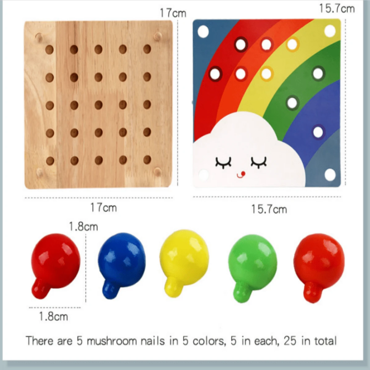 10 Double-Sided Cards With 25 Pieces Of Large Button And Mushroom Nail ...