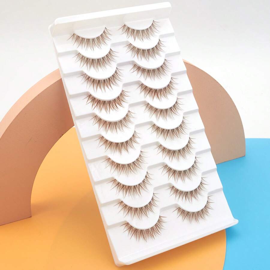 OLLOLASHES NEW Brown Lashes 10 Pairs Natural Looking Eyelashes 3D ...