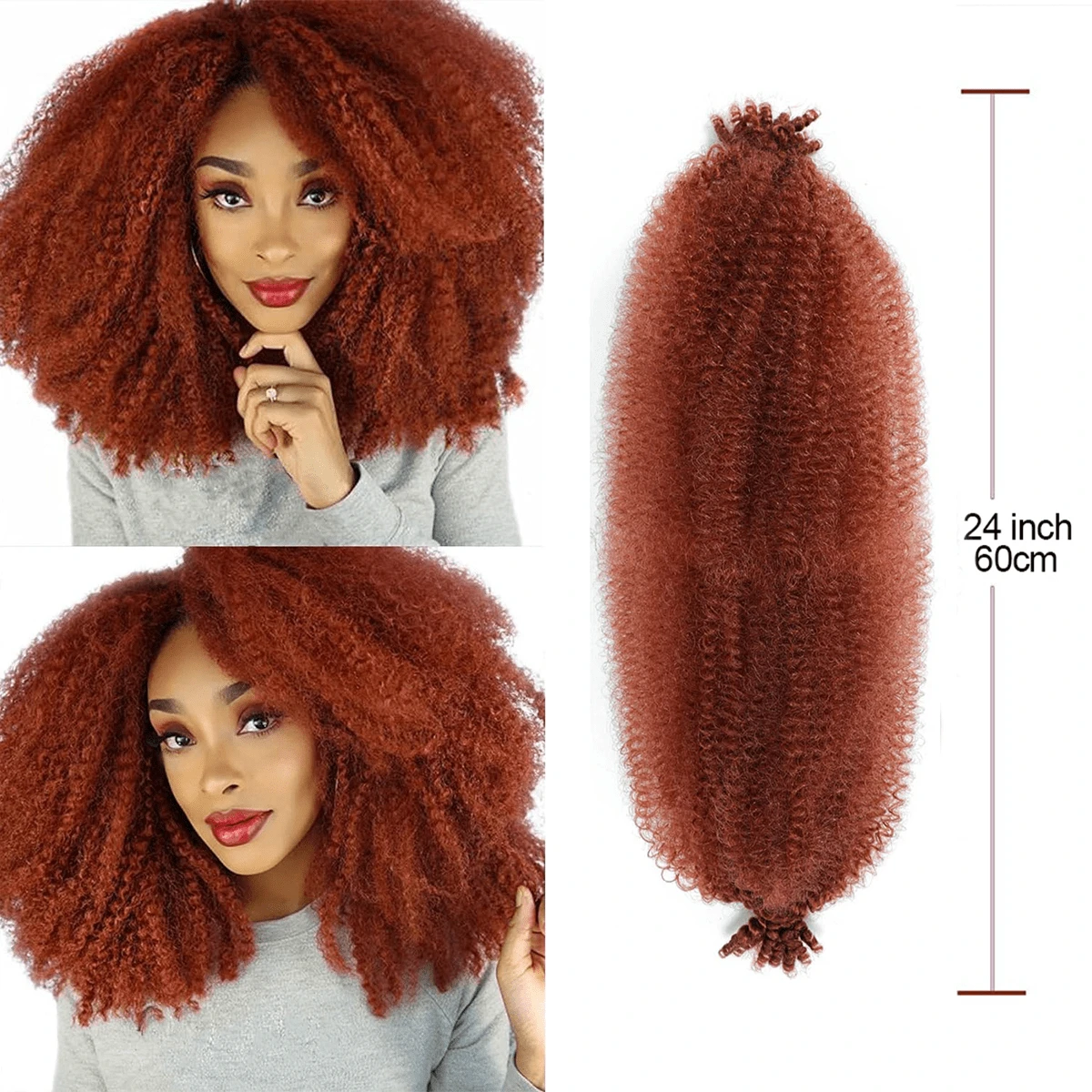 Copper Ginger Spring Afro Twist Crochet Hair 24 Inch Kinky Twist ...