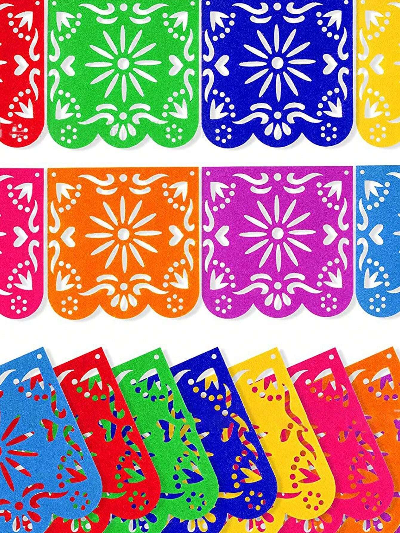 1pc Mexican Flag Pinata Themed Party Felt Banner With Colorful Square ...