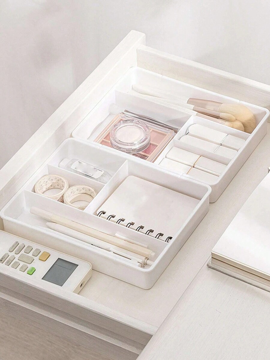 1pc Stackable Desk Organizer With 4 Compartments For Stationery, Drawer ...