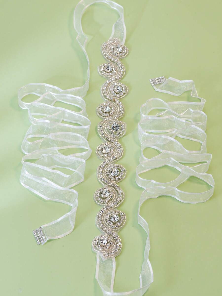 1 Piece Of Luxurious Temperament Hand-Sewn Rhinestone Flower S-Shaped ...