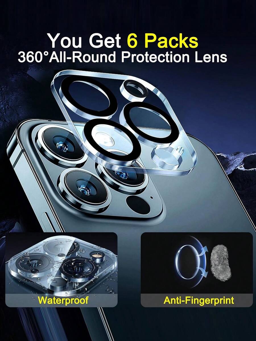 [Pack de 6] Film de protection pour objectif de caméra compatible avec iPhone 14 Pro Max, iPhone ...