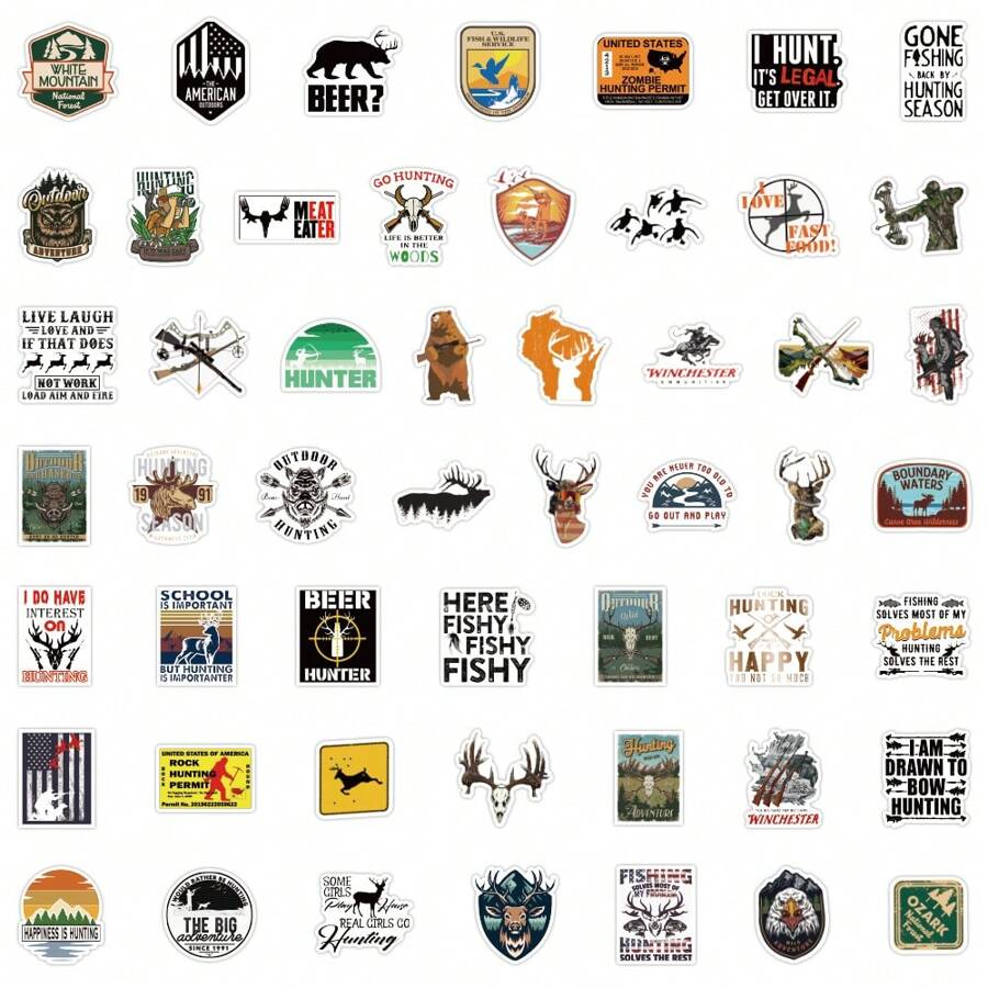 105PCS Hunting Stickers Vinyl Waterproof Stickers Scrapbook,Journaling ...