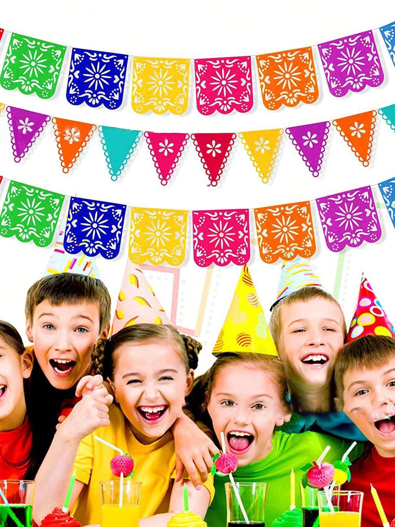 1pc Mexican Flag Pinata Themed Party Felt Banner With Colorful Square ...
