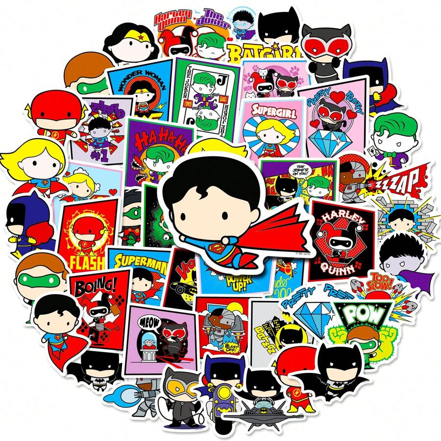 50pcs Waterproof Graffiti Stickers DC Hero Peripheral Stickers,Cartoon ...