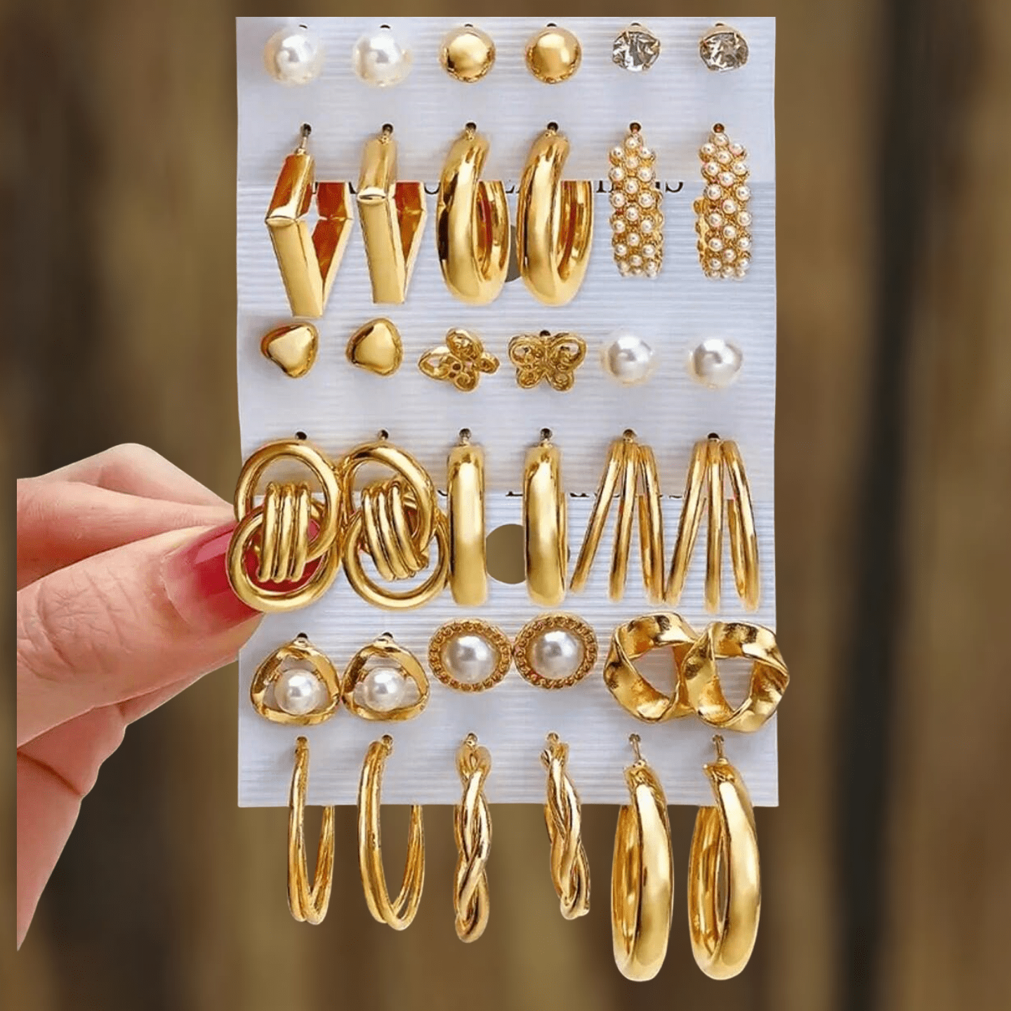 18pairs/Set Iron Hoop, Pearl Stud And Hoop Earrings Combination Set ...