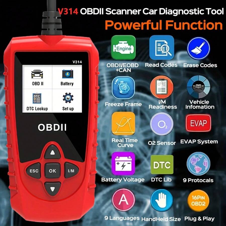 2024 OBD2 Car Scanner Diagnostic Scan Tool V314, Color Screen Vehicle ...