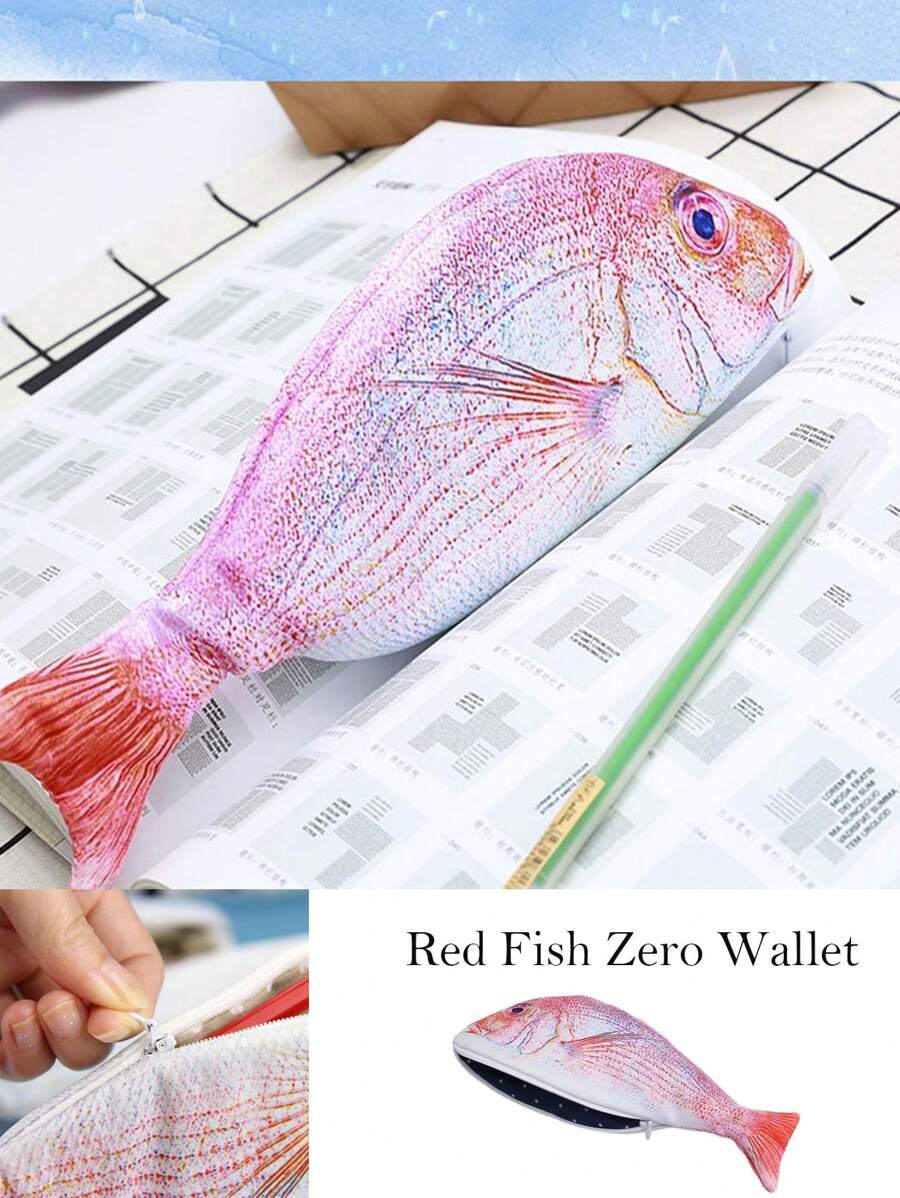 First Generation Red Fish Creative Zero Wallet, Pencil Case For Male ...