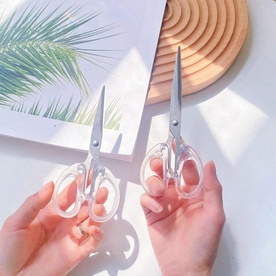 1pc 14cm Transparent Stainless Steel Household Scissors, Office Paper ...