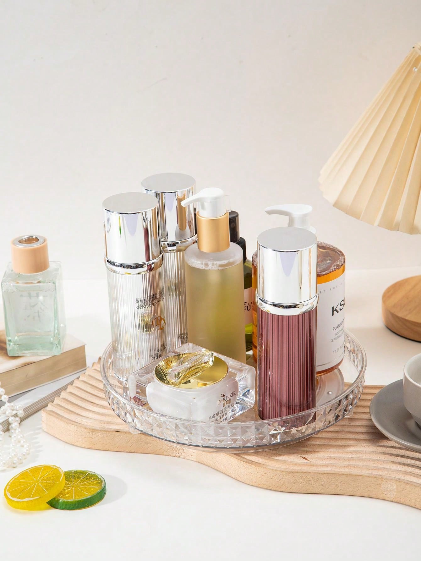 1pc Single Layer Luxury Cosmetic Storage Rack, 360 Degree Rotating ...