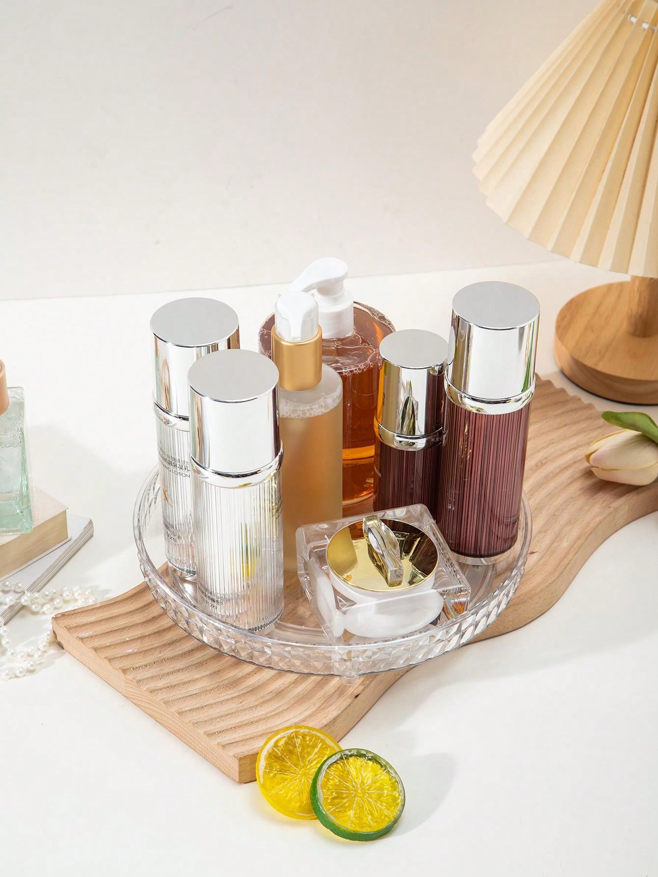 1pc Single Layer Luxury Cosmetic Storage Rack, 360 Degree Rotating ...