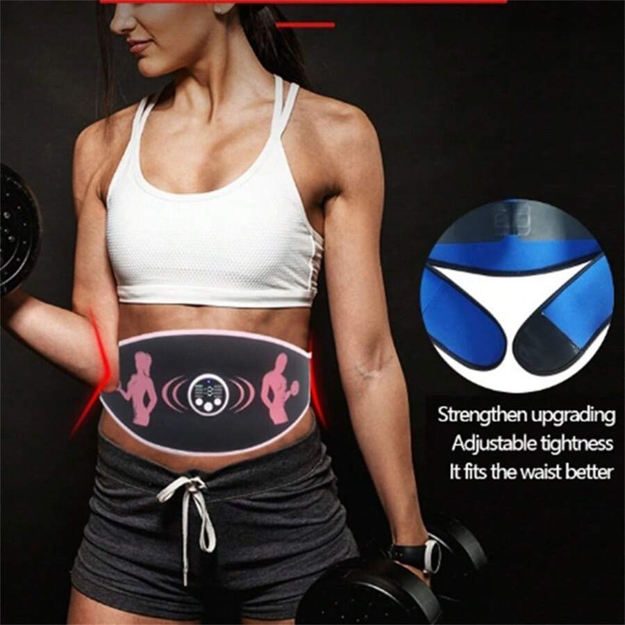 USB Recharable Muscle Stimulation Abs Abdominal Belt Trainer Stimulator ...