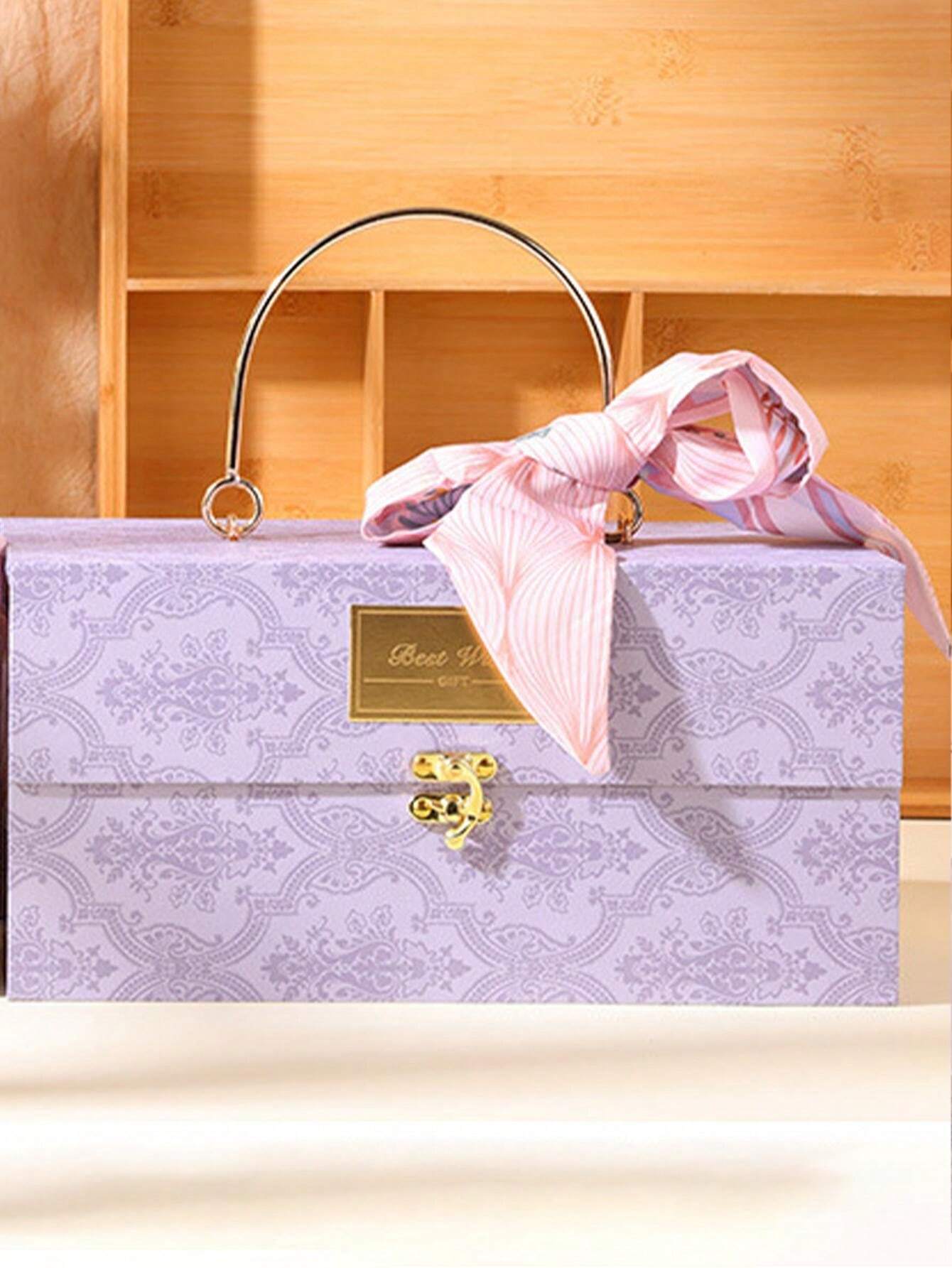 1 pieza de caja de embalaje de regalo de lujo de color morado con buena ...