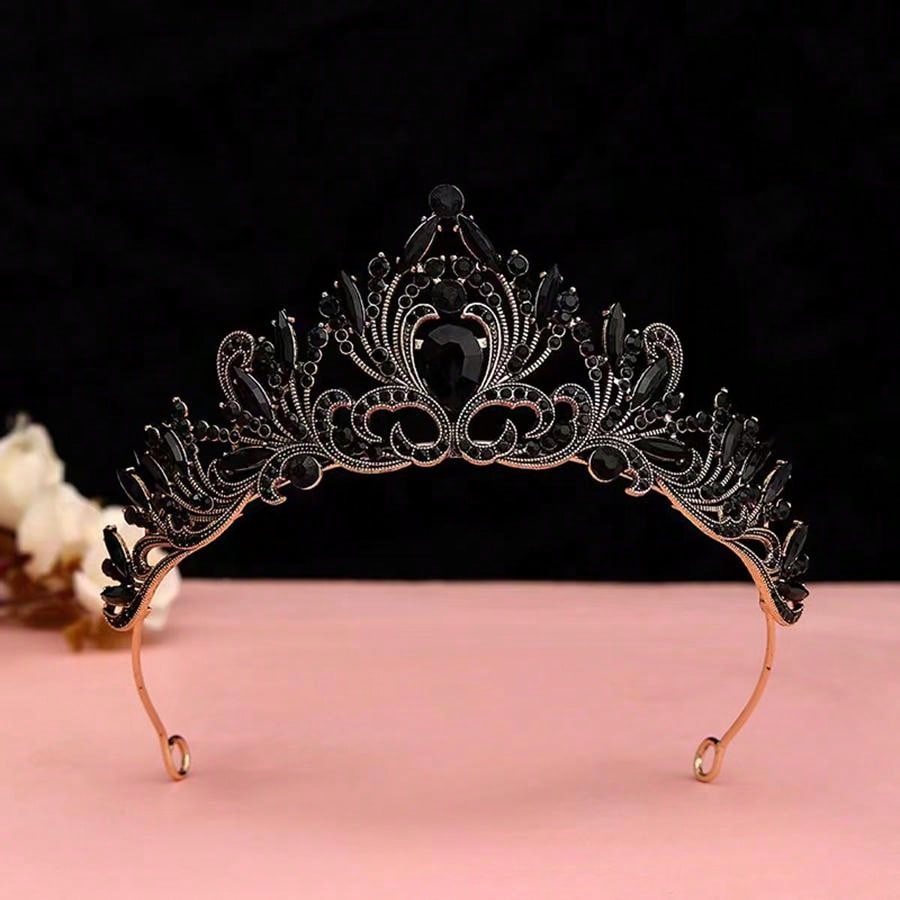 Bridal Crown With Rhinestones, European & American Style Baroque Black ...