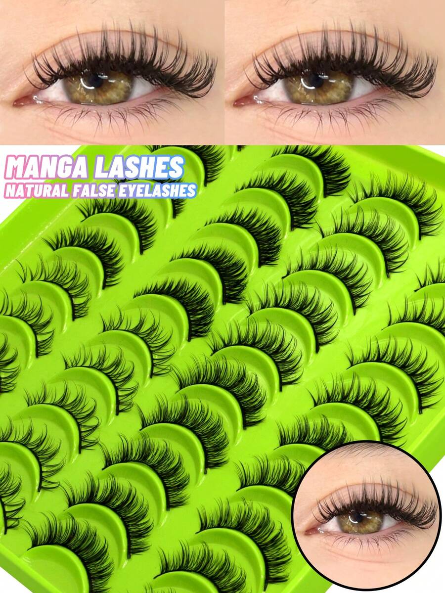 20 Pairs Manga Lashes Faux Mink Lashes Fluffy Texture Eyelashes 4 ...