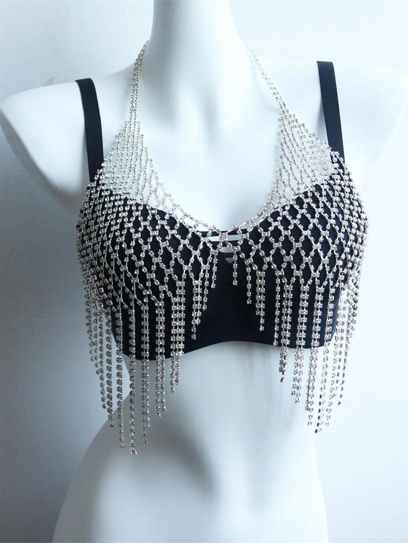 Sexy Rhinestone Fringe Body Chain For Women Fashionable Shiny Bikini