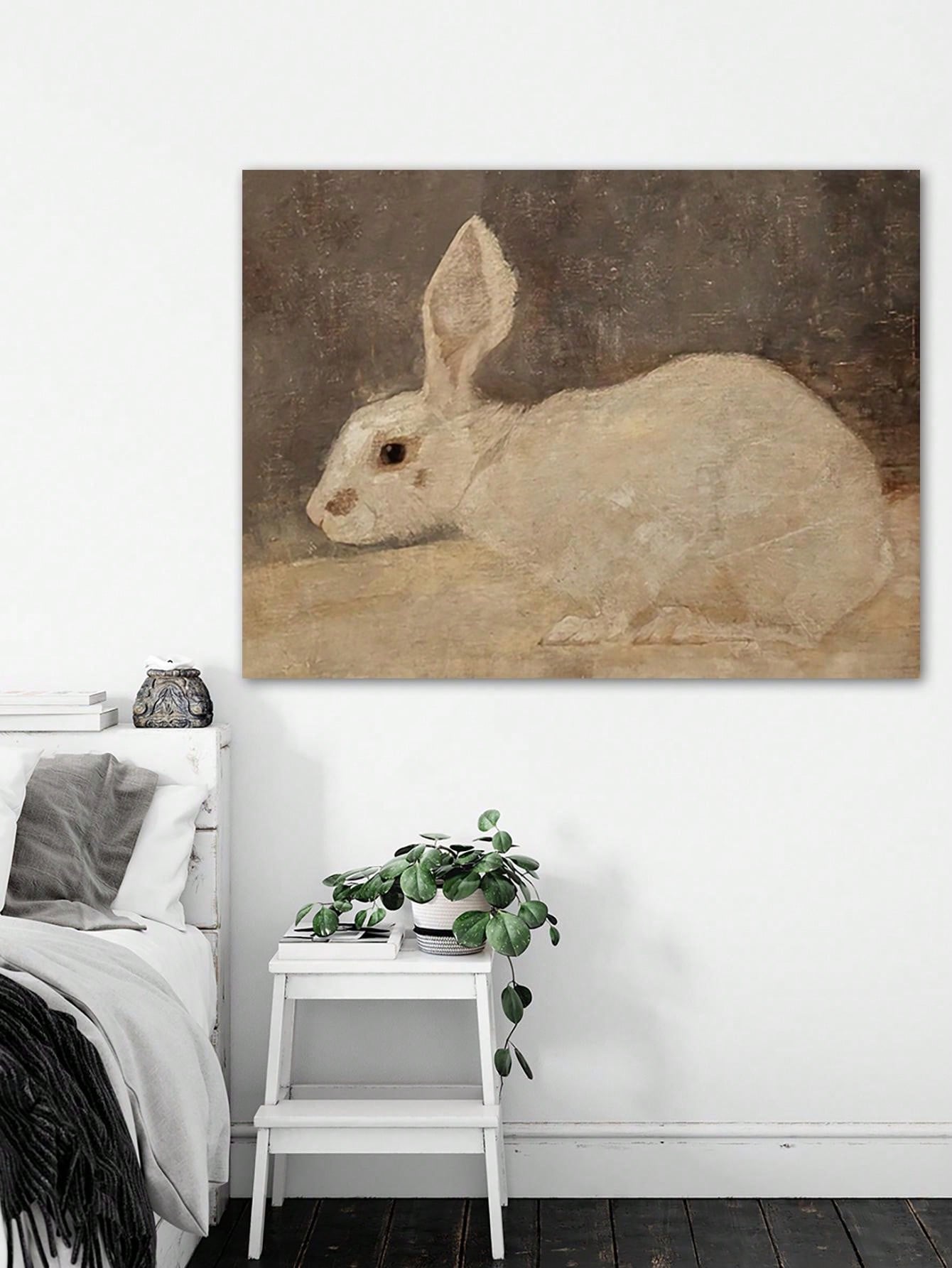 1pc Rabbit Pictures Canvas Paintings, Rabbit Wall Art, Vintage Rabbit ...