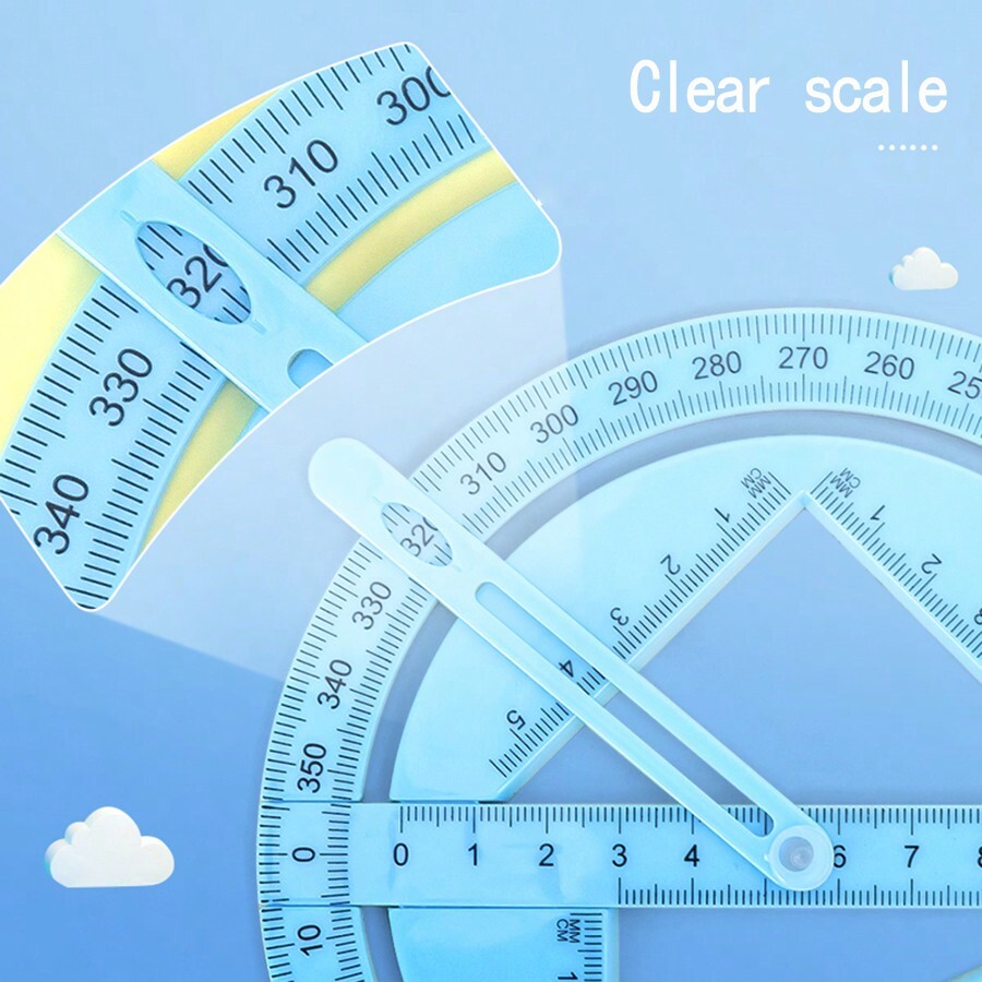 360 Degree Protractor With Wave Ruler, Straight Ruler, Triangular Ruler ...