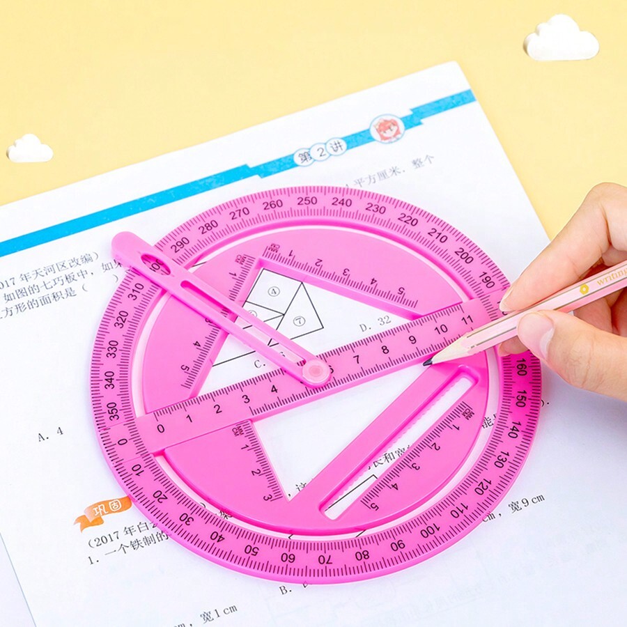 360 Degree Protractor With Wave Ruler, Straight Ruler, Triangular Ruler ...