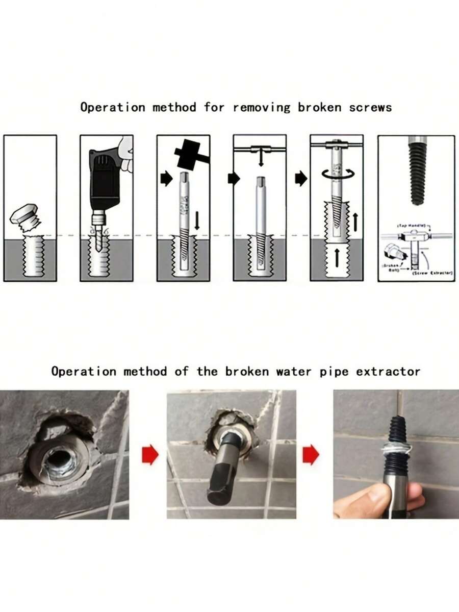 6pcs Broken Screws Extractor, Universal Faucet Broken Screw Extractor ...