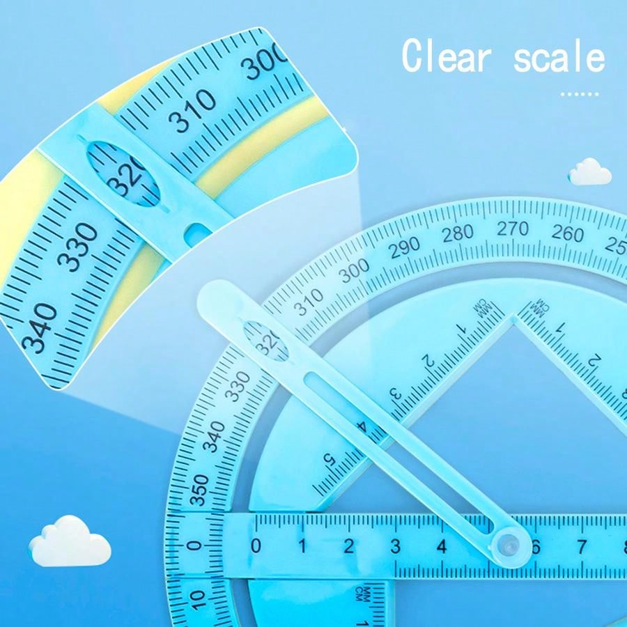 360 Degree Protractor With Wave Ruler, Straight Ruler, Triangular Ruler ...