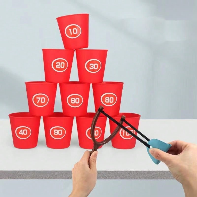 Slingshot Shooting Cup Stacking Game, Interactive Tabletop Game, Stress ...