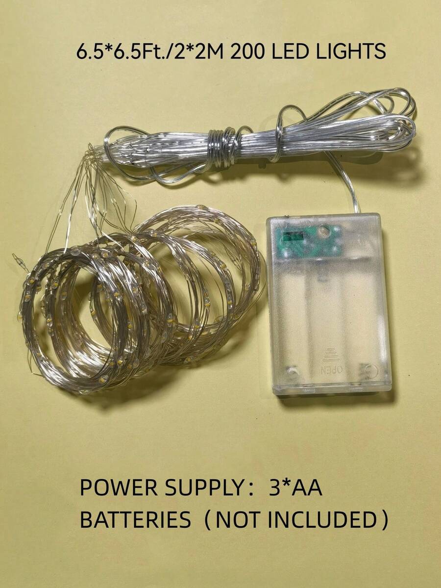 1pc 200-LED 2*2m Copper Wire String Light With Curtain Design For ...