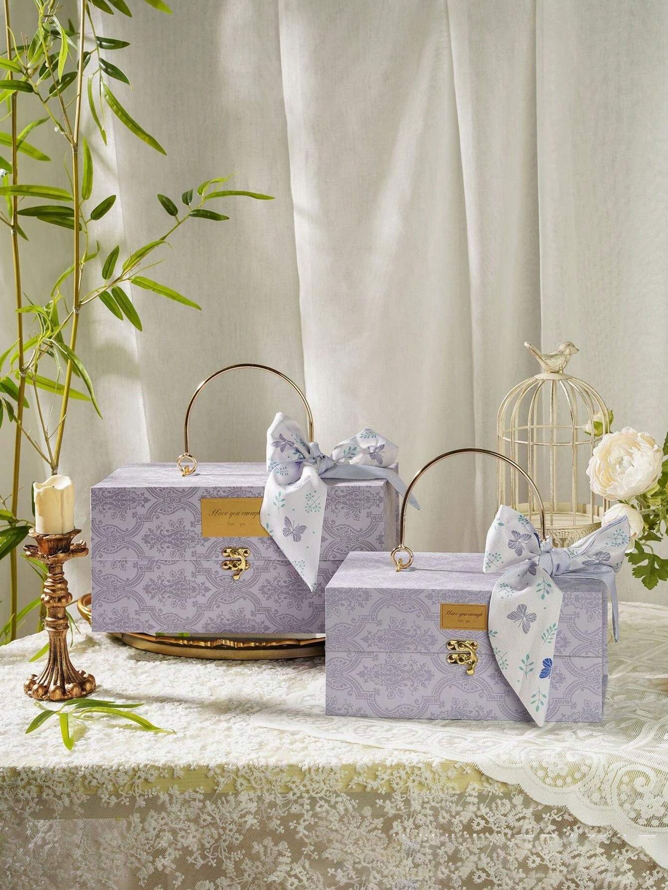 1 pieza de caja de embalaje de regalo de lujo de color morado con buena ...