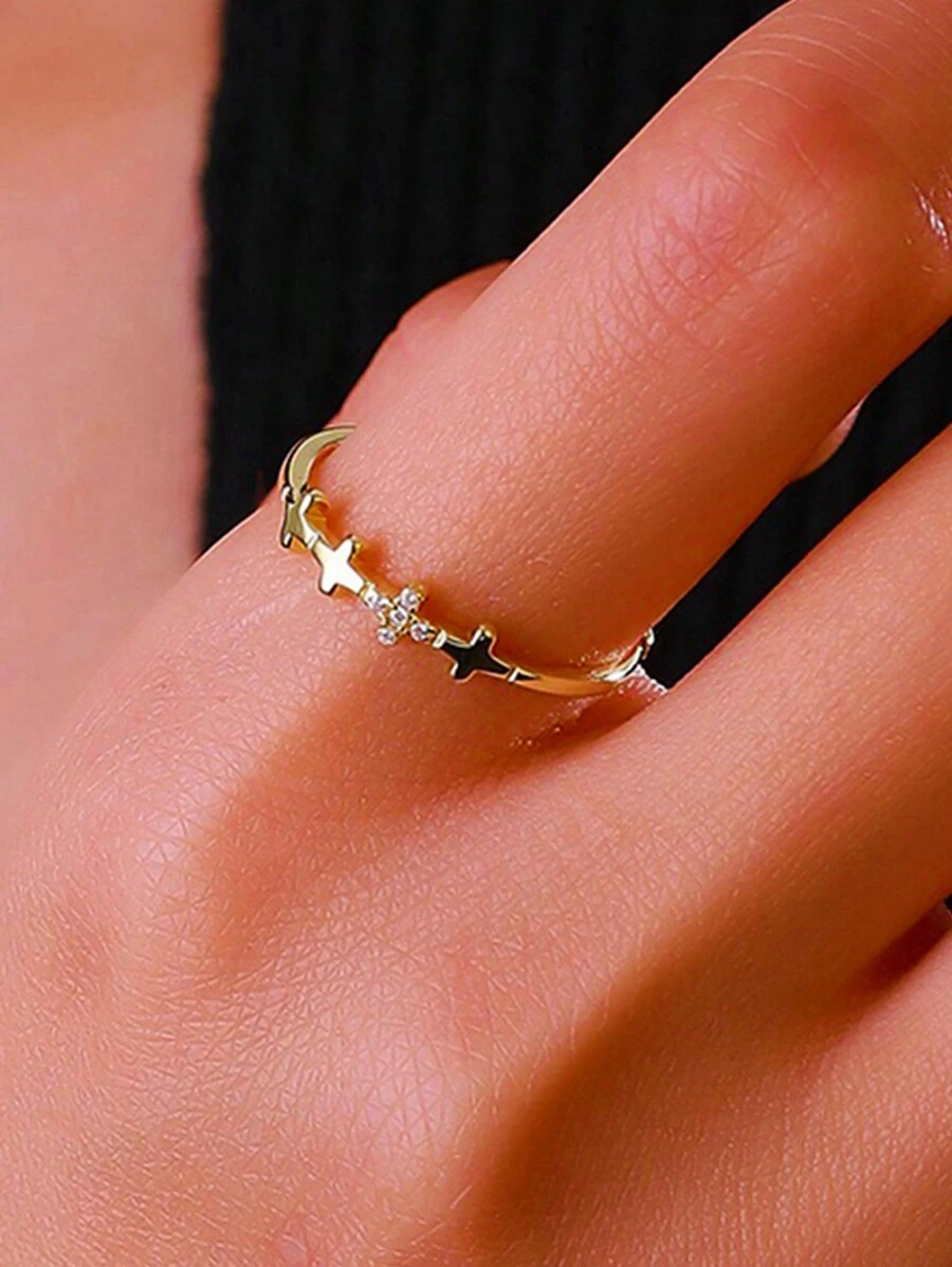 1pc Stylish & Simple & Elegant Silver & Cubic Zirconia Ring, Suitable ...