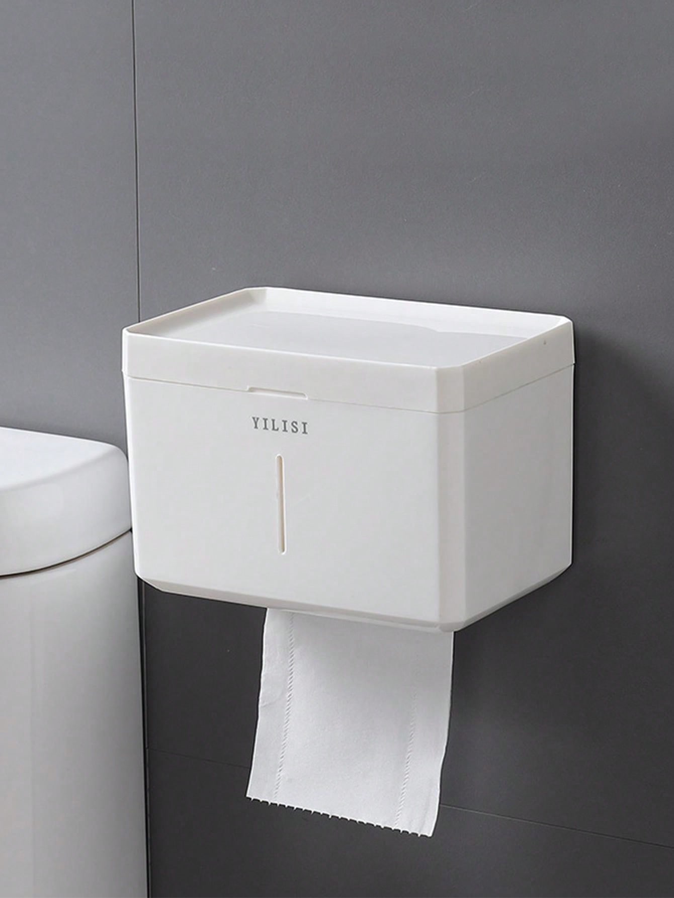 1pc Bathroom Tissue Box & Holder, Wall-Mounted Toilet Paper Rack With ...
