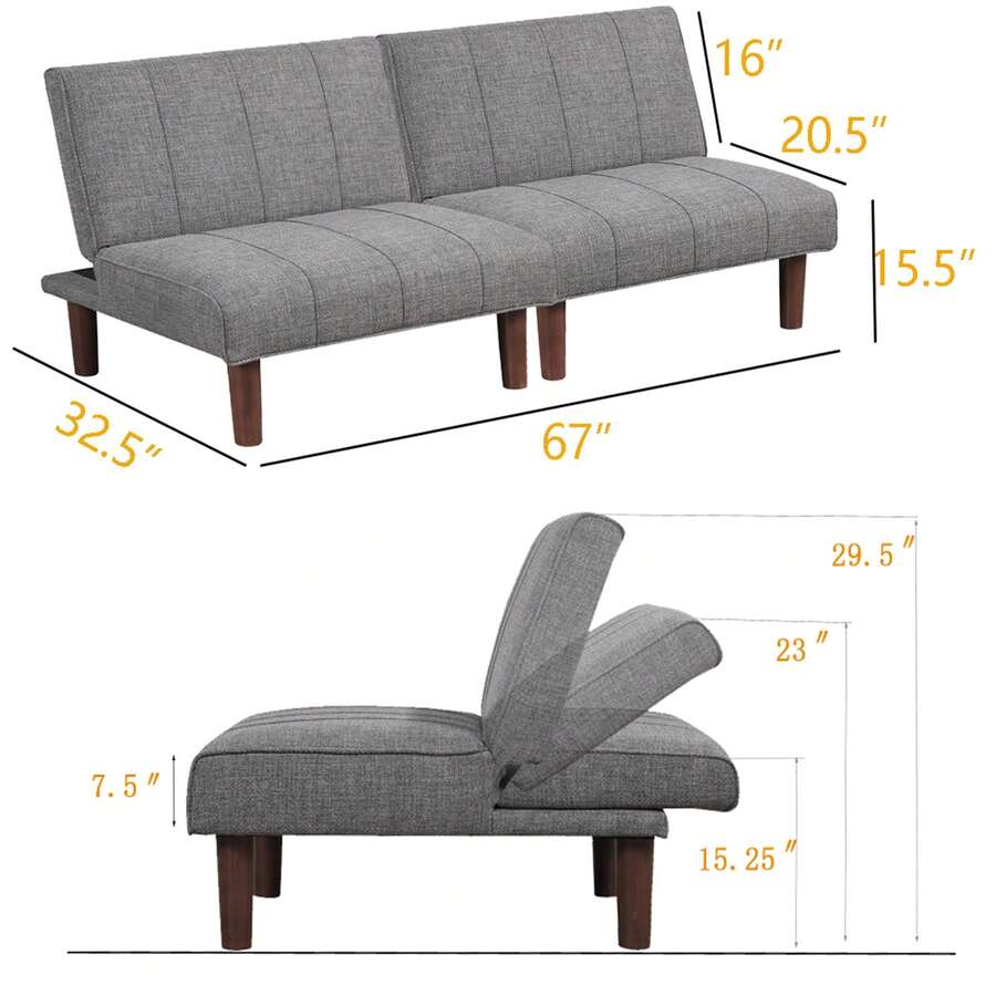 OUllUO 3-In-1 Convertible Futon Sofa Bed Twins, Loveseat Futon Couch ...