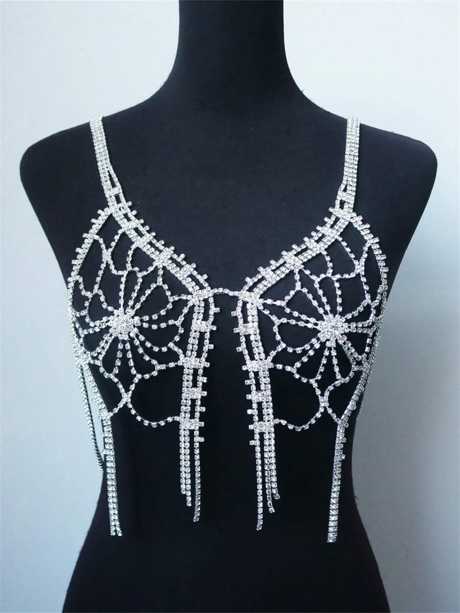 Rhinestone Fishnet Top Body Chain | SHEIN Singapore