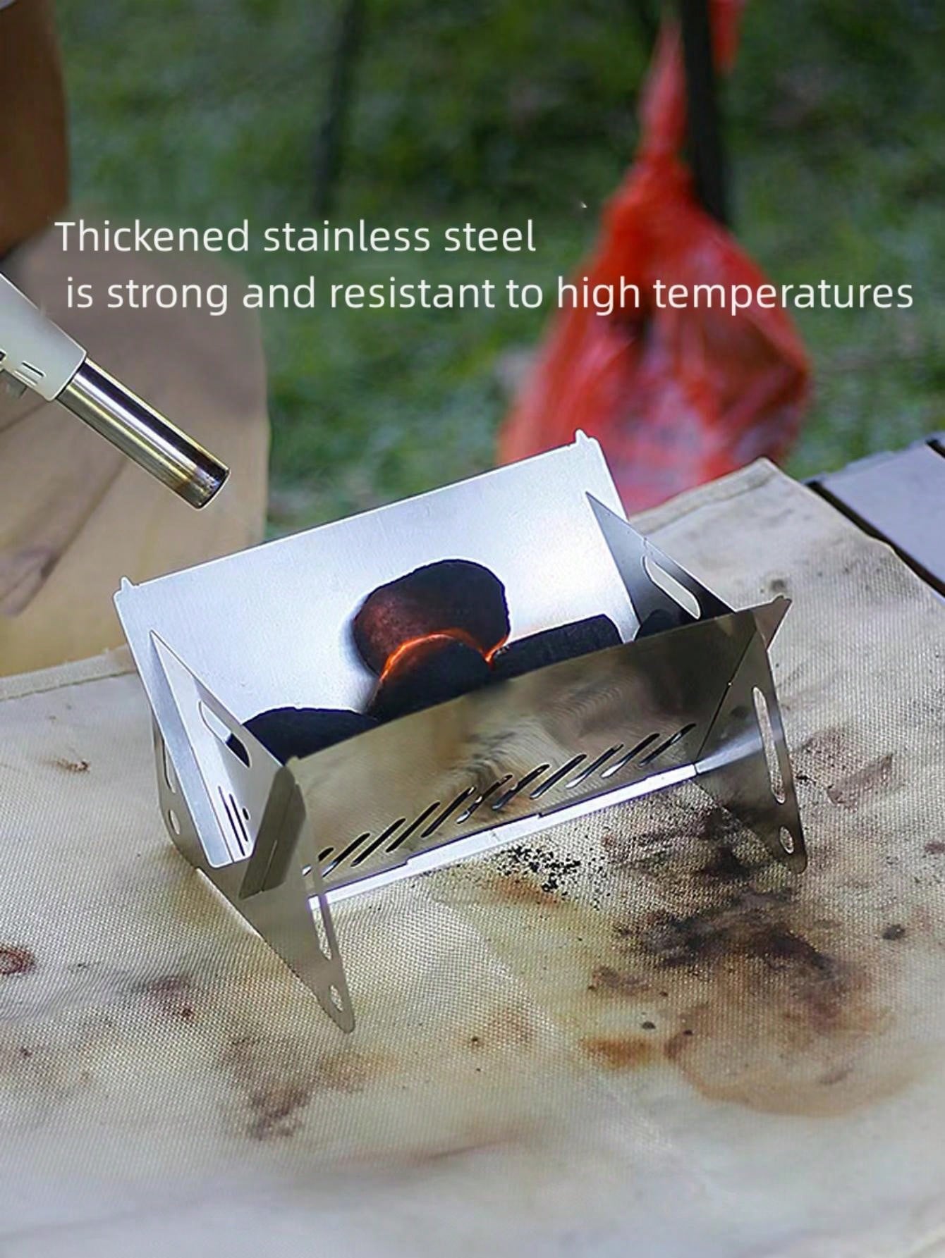 1pc 2024 New Outdoor Stainless Steel Charcoal Mini Grill With Flat ...