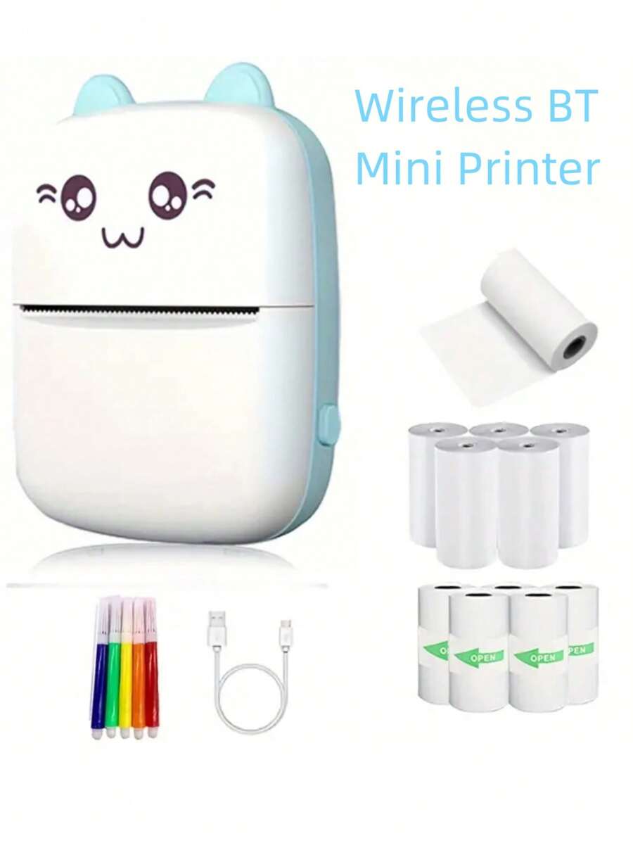 Mini draadloze draagbare printer, thermische papierzakprinter, voor ...
