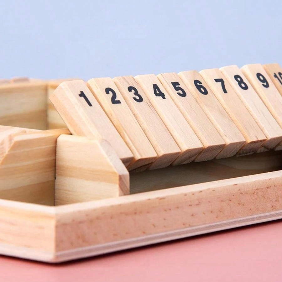 Four Sided 10 Numbers Shut The Box Board Game Wooden Flaps & Dice Set ...
