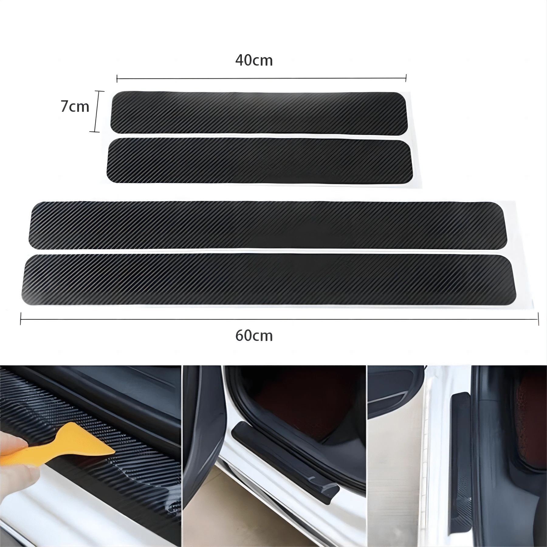 Easypie Selection 4pcs Car Threshold Protection Sticker Carbon Fiber ...
