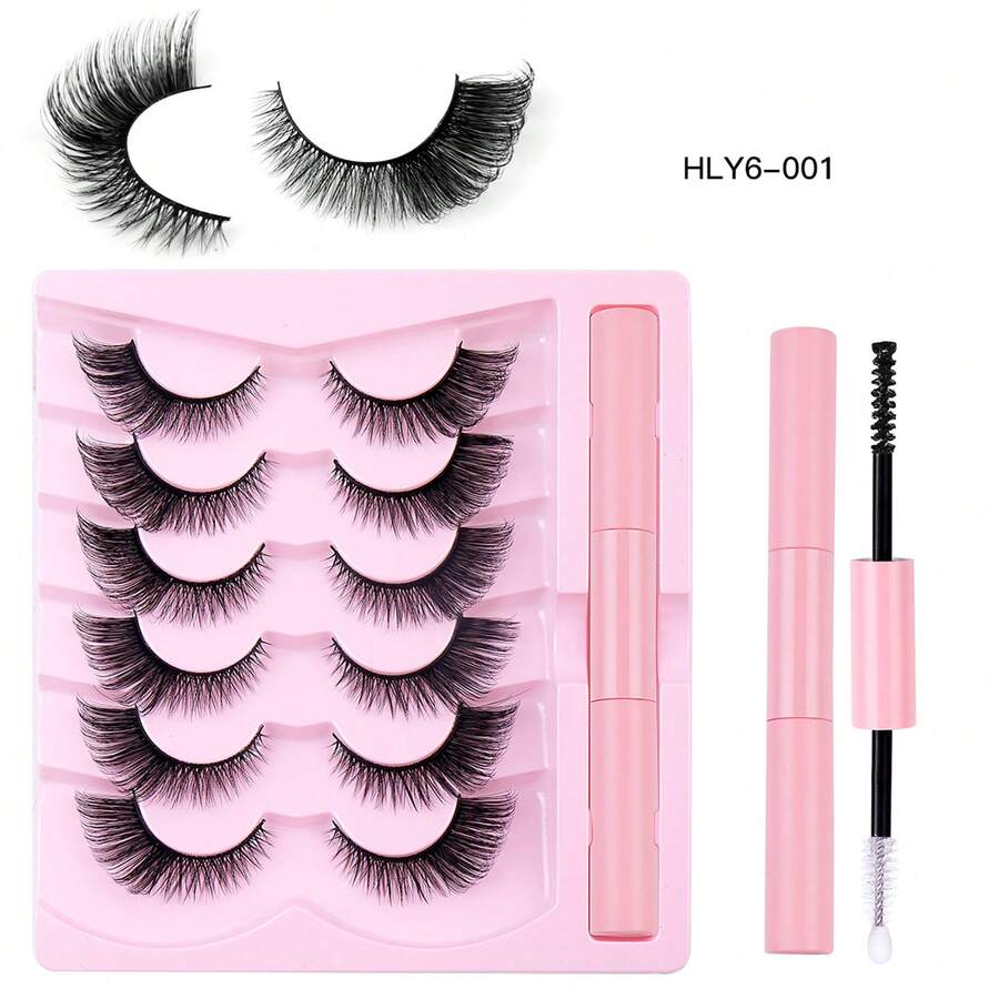 6pairs/Set Fox Eye Faux Eyelashes Set, Pink Suction Bottom Support ...