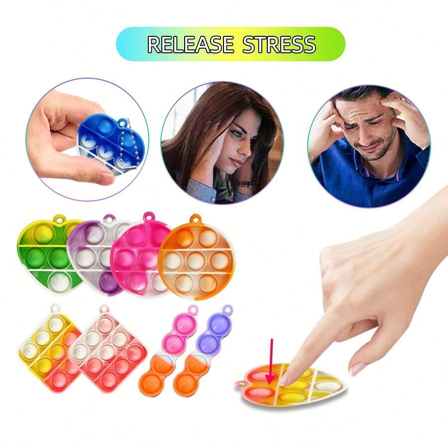12PCS Pop Fidget Keychain Mini Fidget Toys Classroom Birthday Party ...