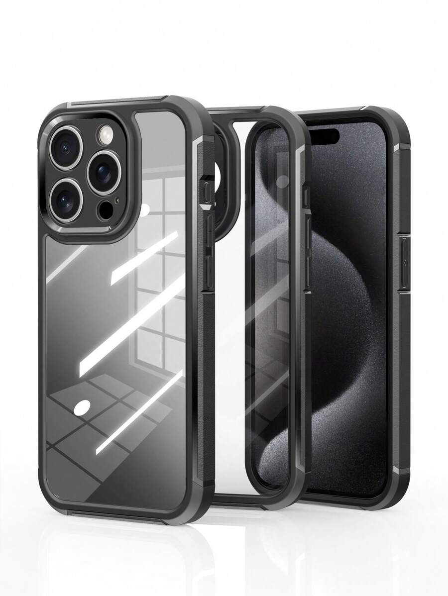 1pc Acrylic & Tpu Case For Men's Phone, With Beautiful Lines, Four Corners Protection Compatible ...