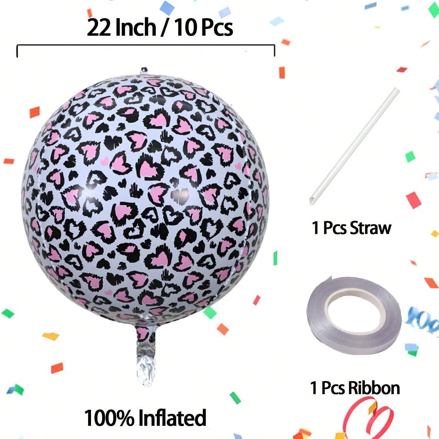 22 Inch Jungle Animal Balloon, Large 4d Pink Leopard Pattern Balloon ...