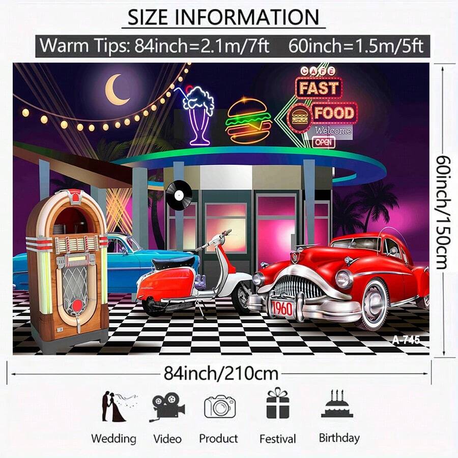 Retro 50s Diner Backdrop Classic 1950s Fast Food Soda Shop Restaurant ...