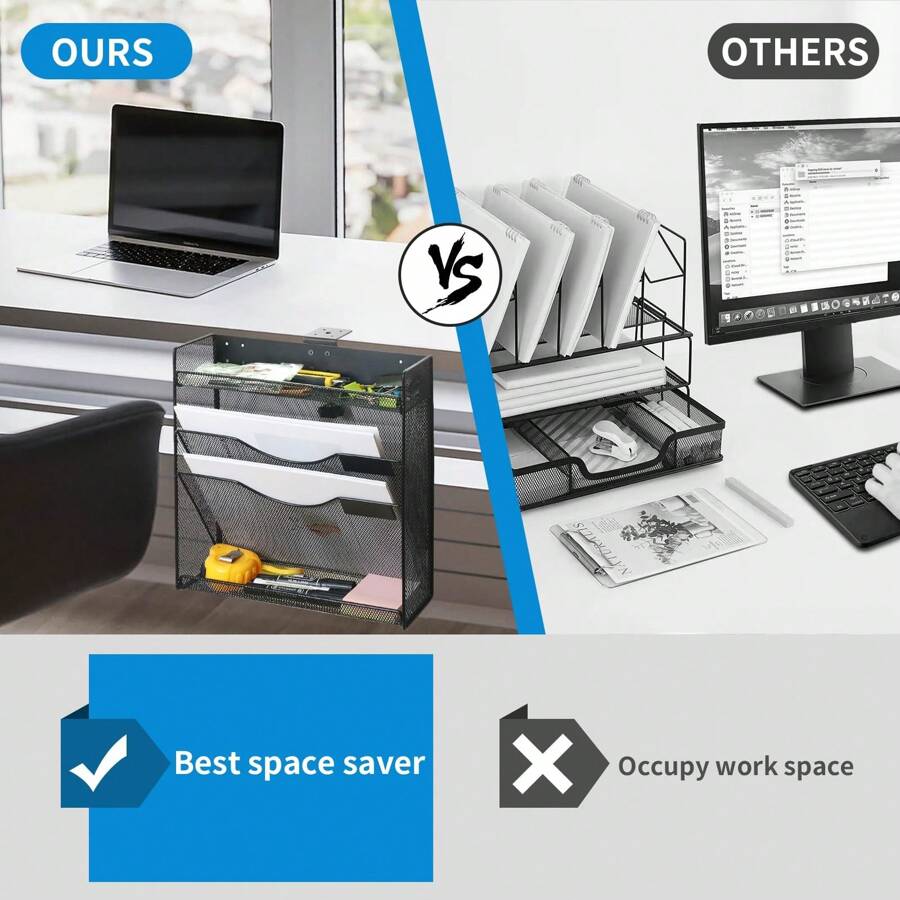 4 Tier Desk Side Storage, Under-Desk Organizer, Desk Organizer Storage ...