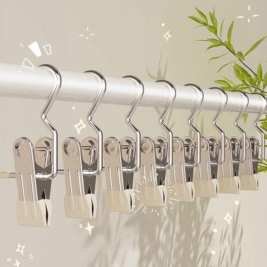 10pcs Multifunctional Metal Hanging Hook Clip, Anti-Slip Clothespin For ...