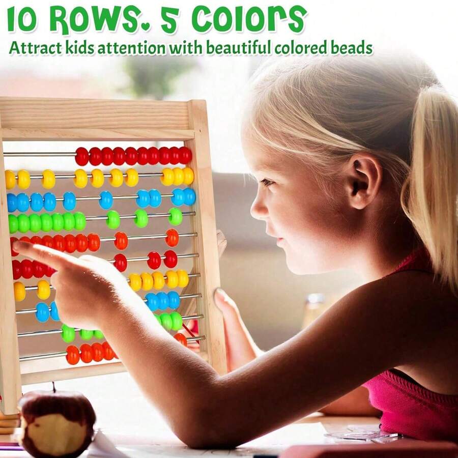 Wooden Abacus For Kids Math With Counting Sticks And Number Toys Cards ...