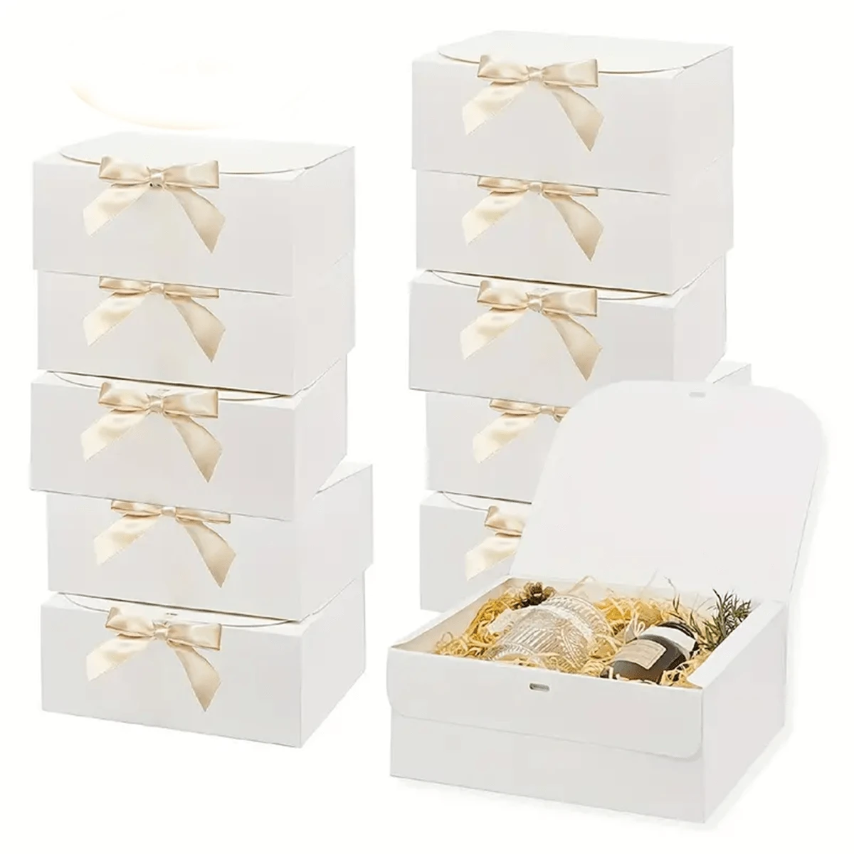 1pc Large White One-Piece Gift Box With Ribbon, Gift Packaging Box ...