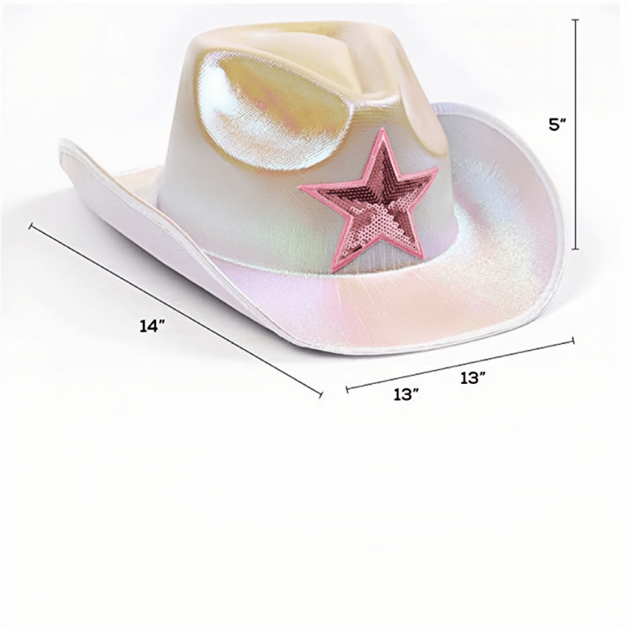 Colorful Glitter Five-Pointed Star Cowboy Hat, Colorful Stained Glass ...