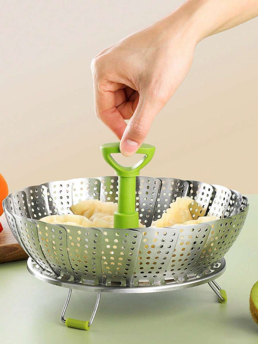 1PC Stainless Steel Vegetable Steamer Basket,Folding Steamer Insert For ...